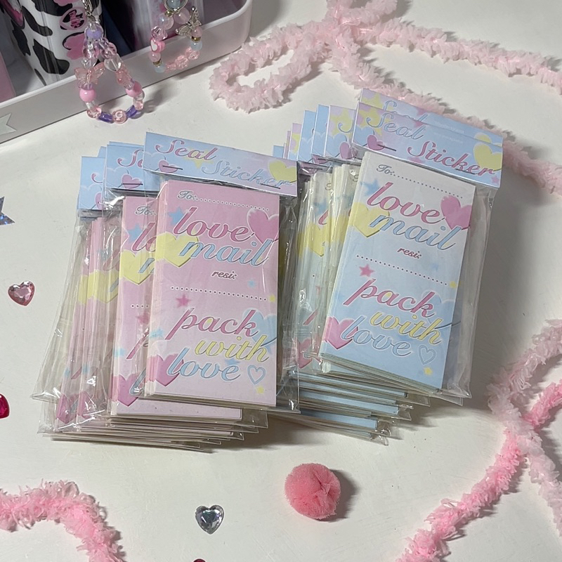(soyaw.space) Seal sticker packing receipt sticker cute blue and pink ...