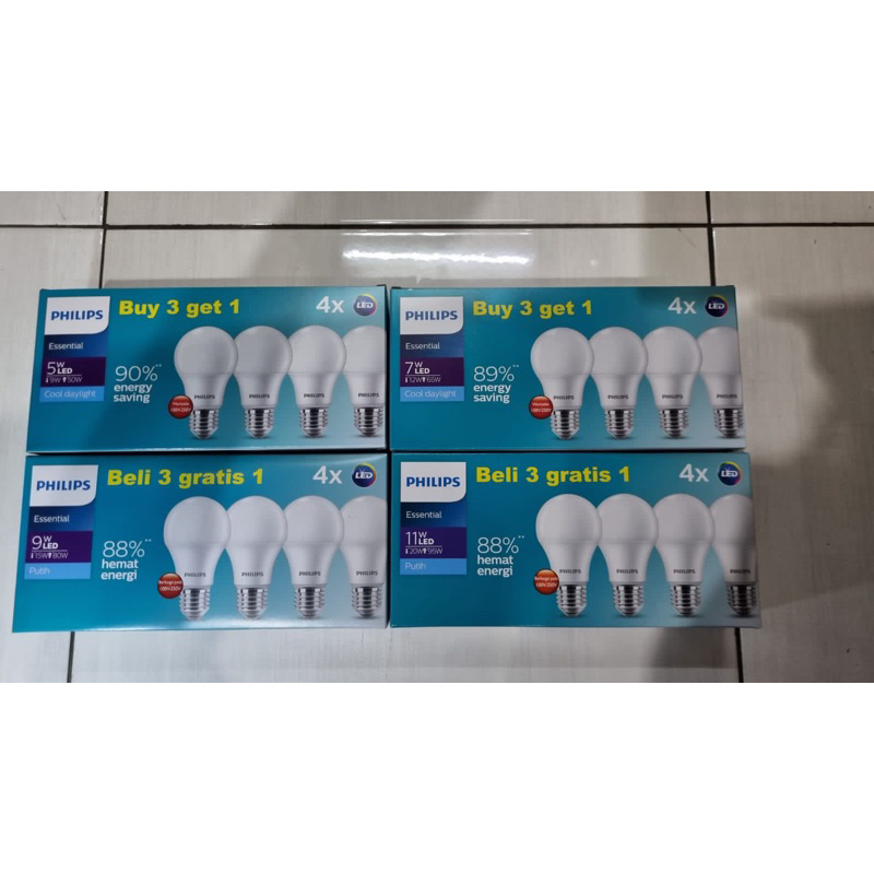 Philips LED Essential 5w 7w 9w 11w buy 3 get 1 free | Shopee Malaysia