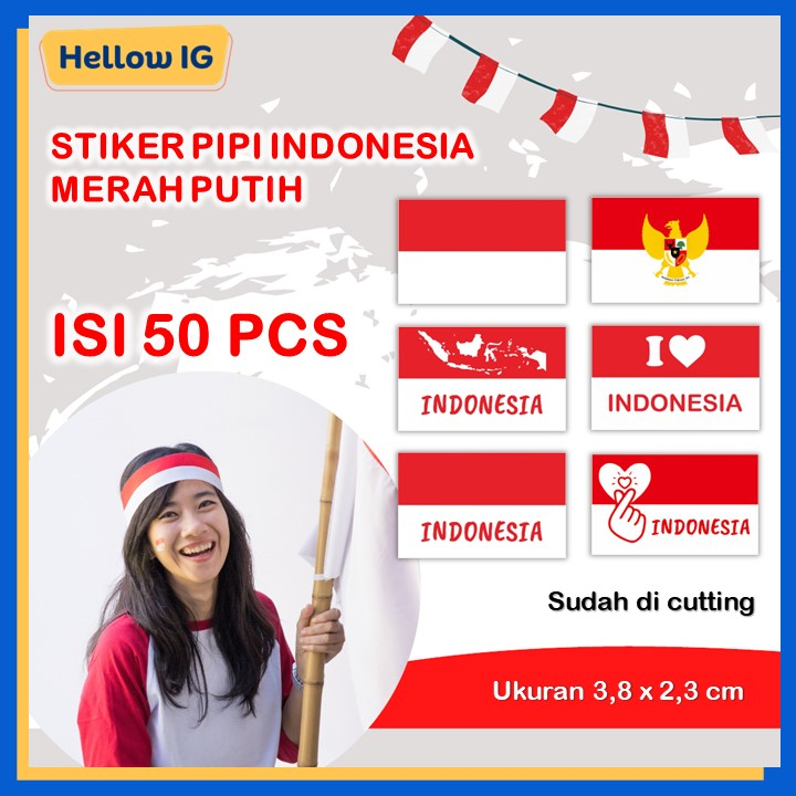 MERAH PUTIH 50pcs - Cheek Stickers - Cheek Stickers RI Anniversary Red ...