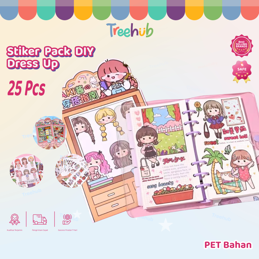 Treehub Sticker Pack DIY Dress Up Princess Cute Clothing/Transparent ...