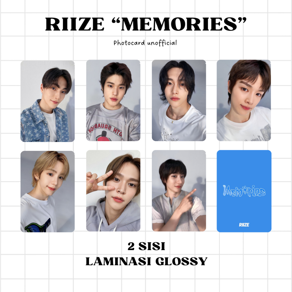 MERAH [1SET] Photocard RIIZE MEMORY UNOFFICIAL PHOTOCARD 2 SIDES GLOSSY ...