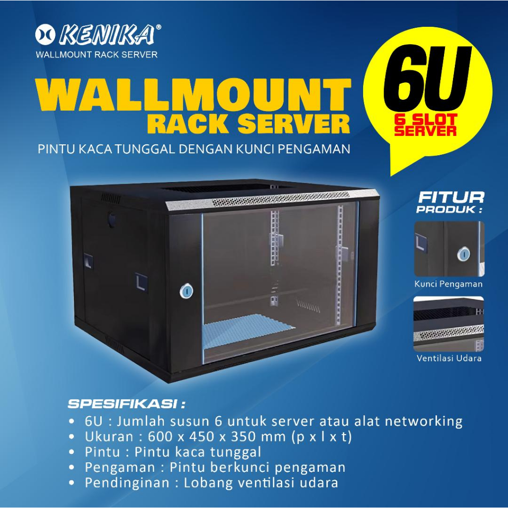 Kenika 6U Brand Server Rack Wallmount Server 60x45 x 35 cm | Shopee ...