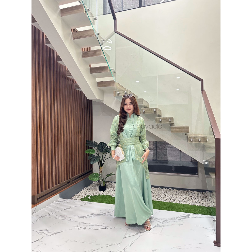 Maudy Satin Dress + Outer Brukat Long Dress Muslim Busui Invitation ...