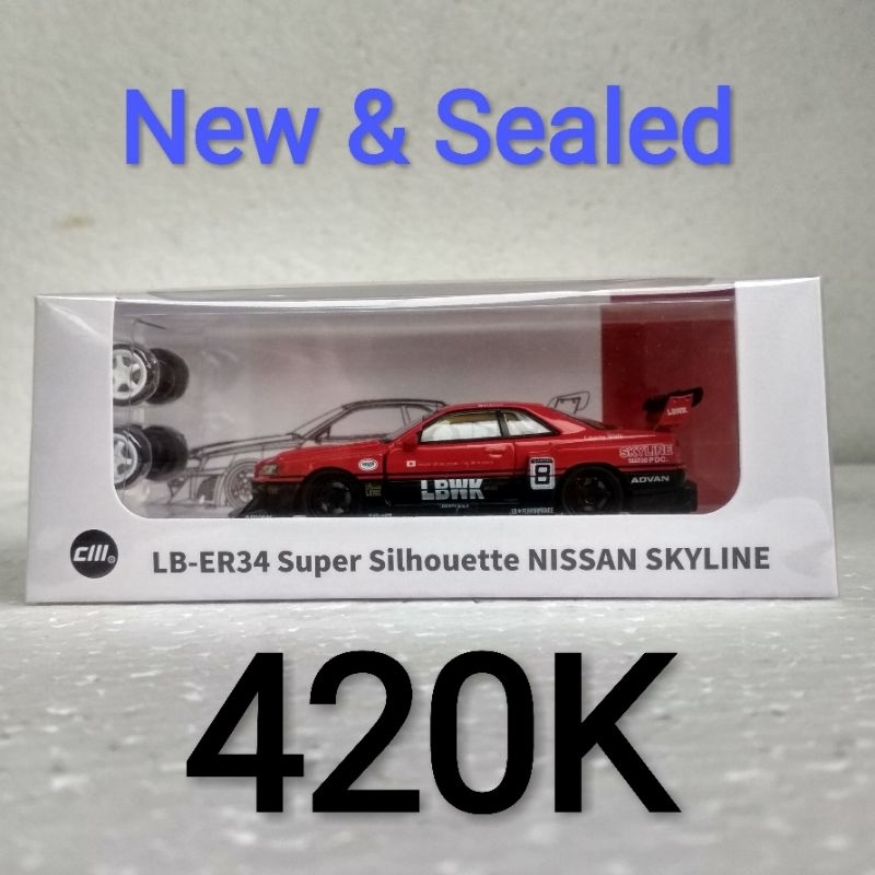 Diecast Mini Scale 64 CM Model LB ER34 Super Silhouette LBWK Nissan ...