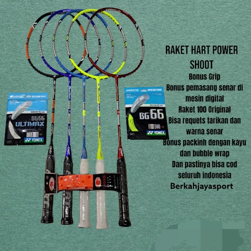 Original hart power shoot badminton racket 30 lbs pull | Shopee Malaysia