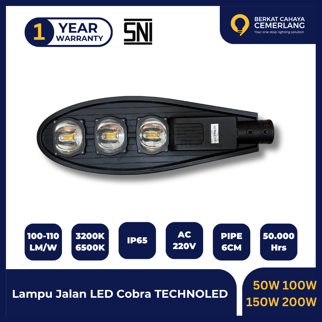 Sni PJU Cobra Street Lights 50W 100W 150W 200W PJU LED Cobra | Shopee ...
