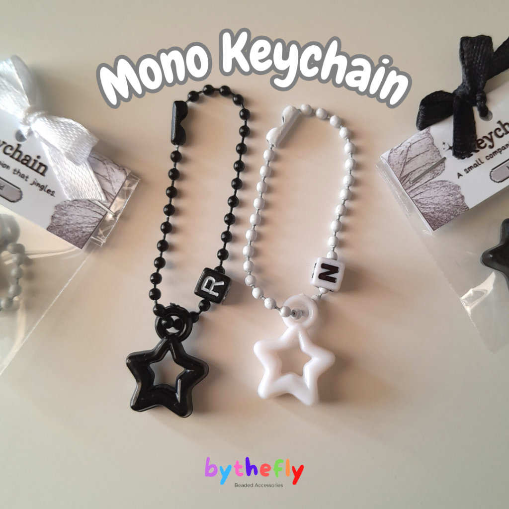 GANTUNGAN Mono keychain & silver star keychain/ letter star hanger ...