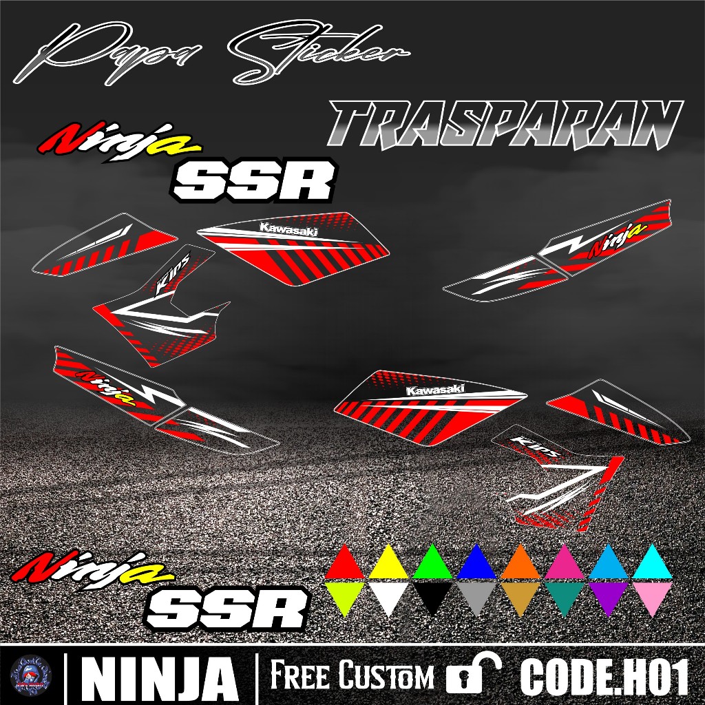 NEW Transparent Striping NINJA SSR STICKER MOTIF Transparent papa H01 ...