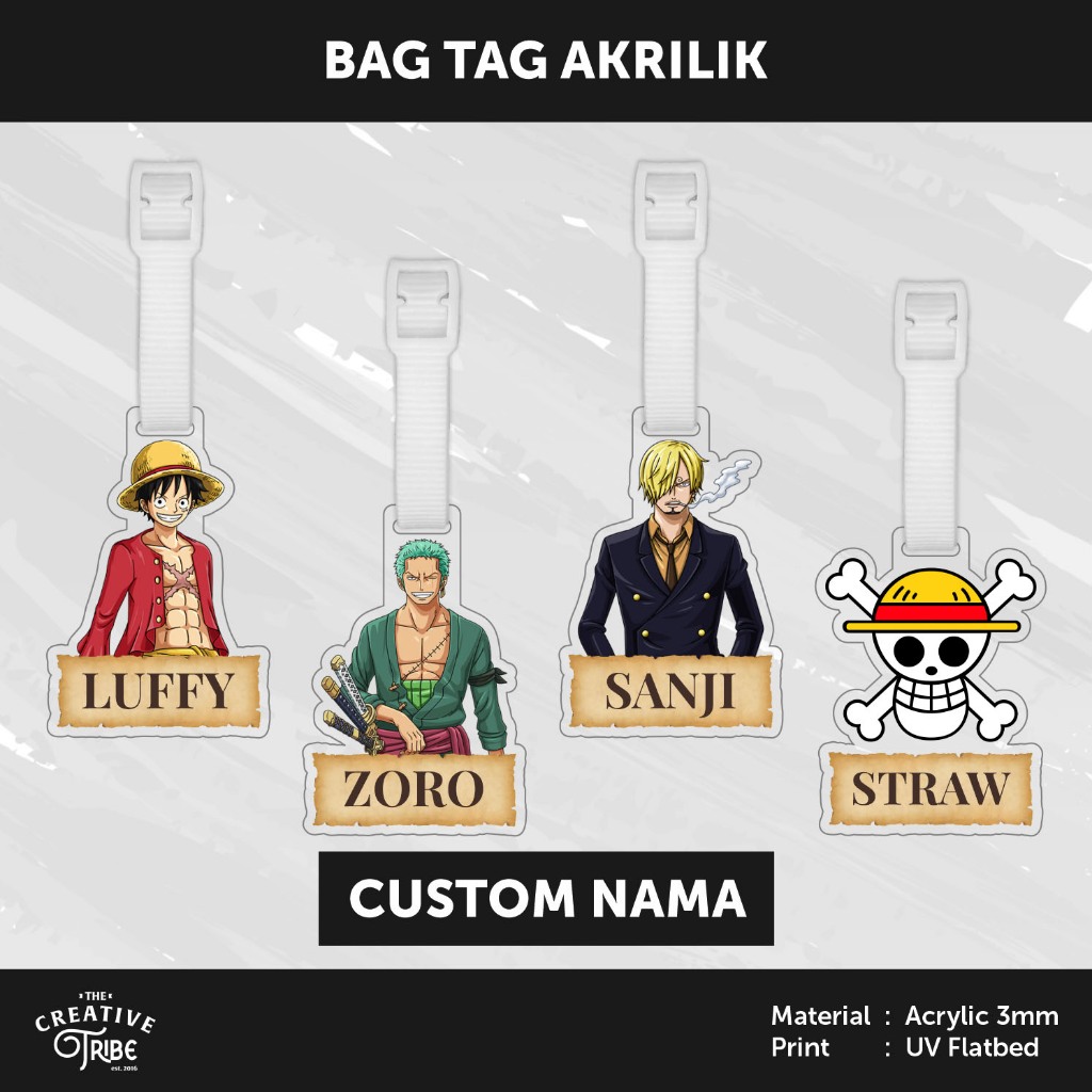 GANTUNGAN One Piece - 3mm Acrylic Name Custom Bag Tag - Anime Luggage ...
