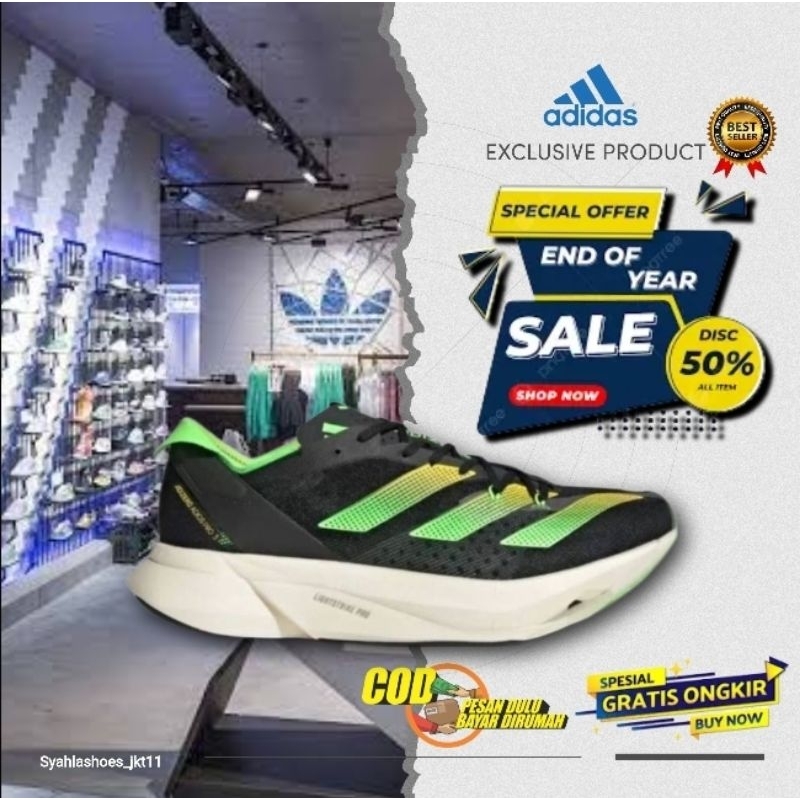 Adidas Adizero Adios Pro 3 Black Yellow Solar Green Original Sepatu ...