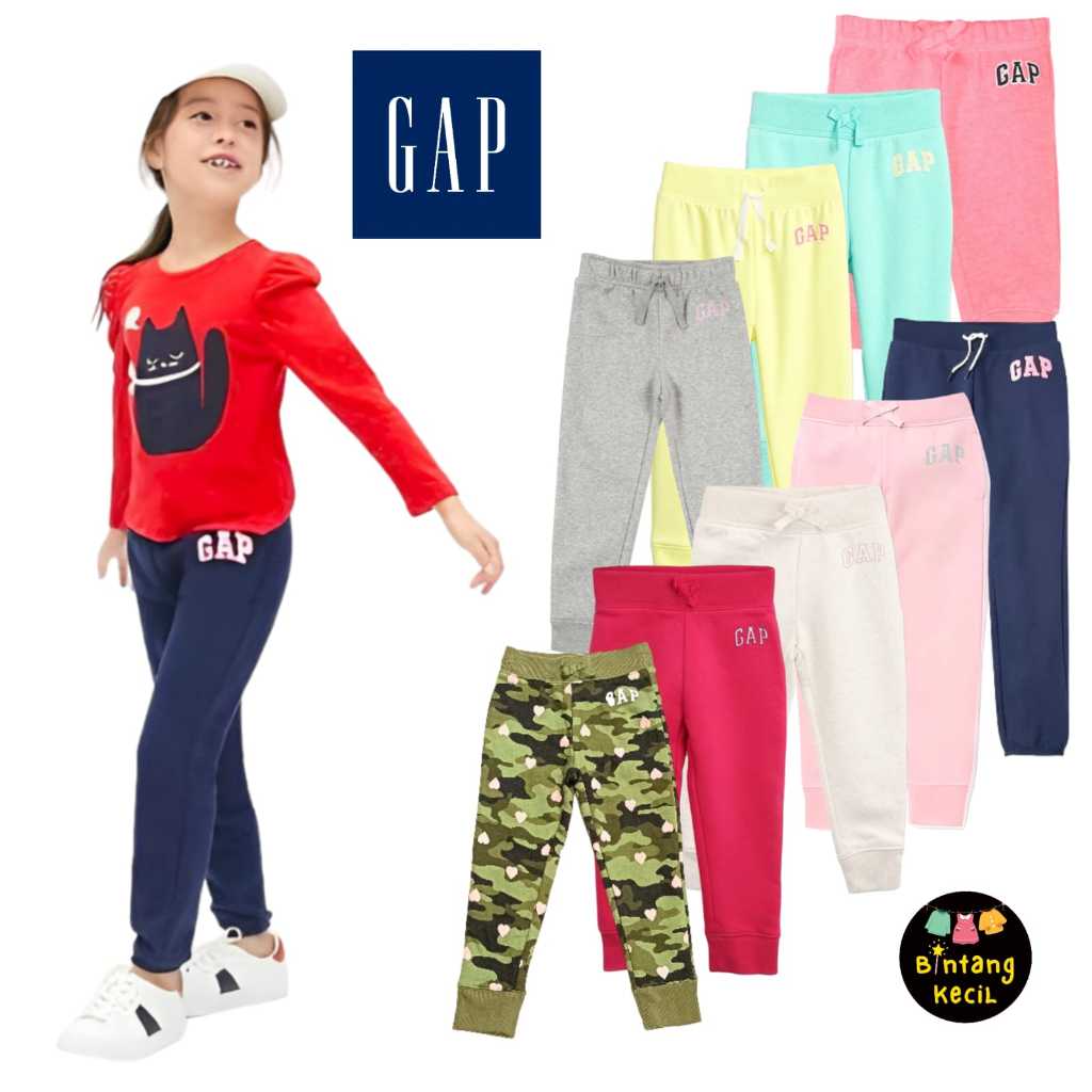 Original GAP girls' cool jogger pants embroidered with GAP colorful ...