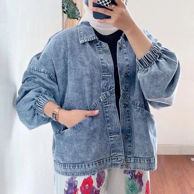 Korean style oversized vintage jeans jacket | Shopee Malaysia