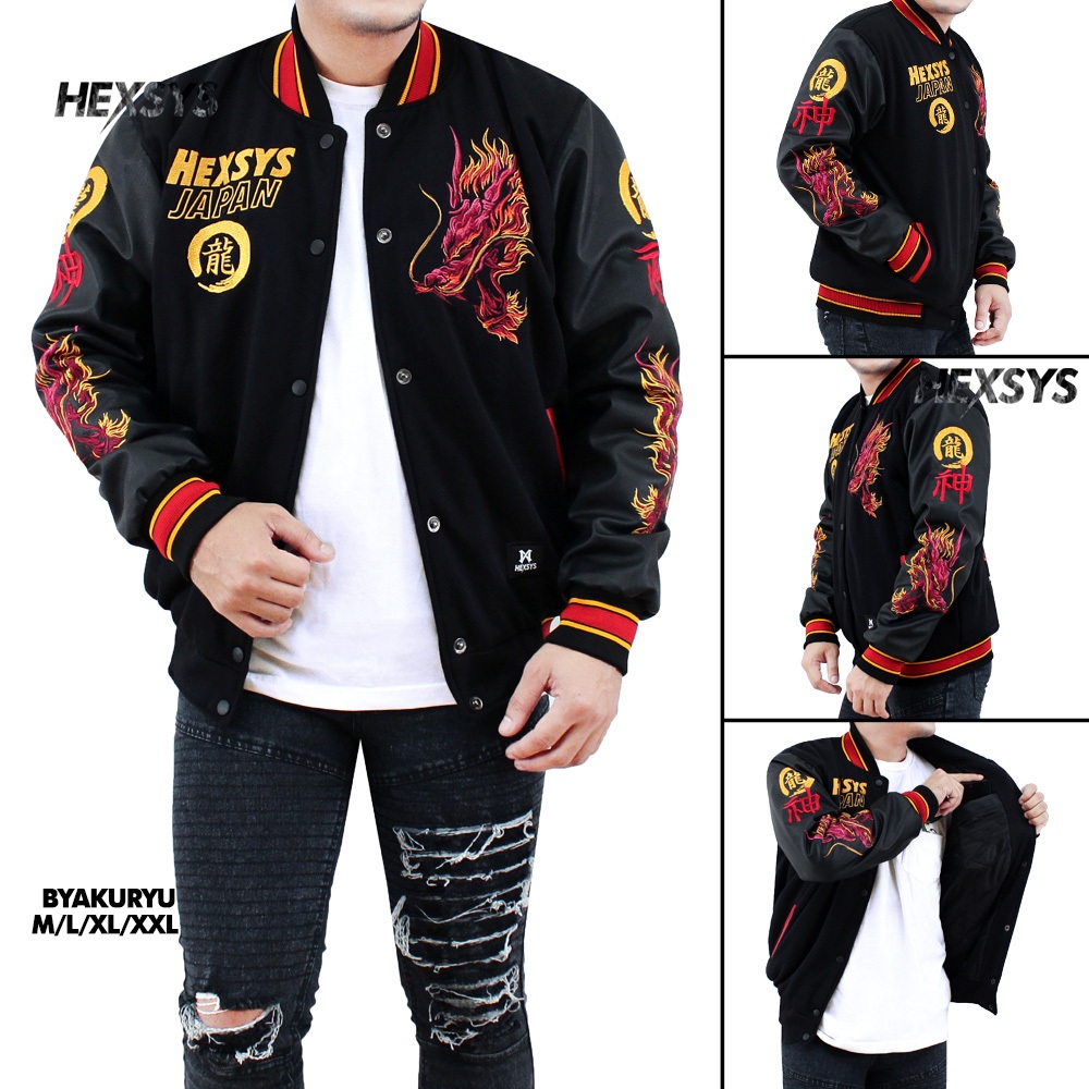 Jacket X Hexsys-Byakuryu Jacket Varsity Embroidery Breakside Jacket ...