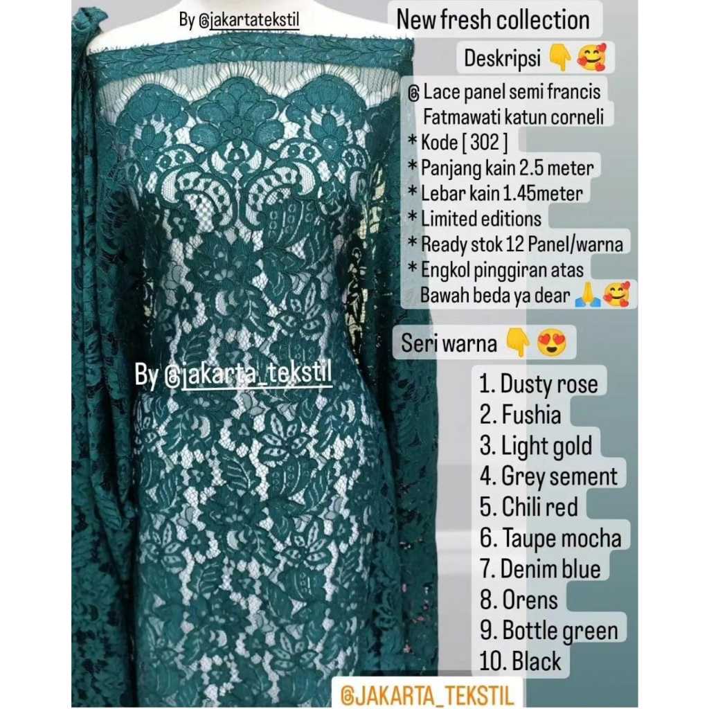 KATUN [ 302 ] Bakal Brocade Brocade Kebaya Fabric Lace Panel Semi ...