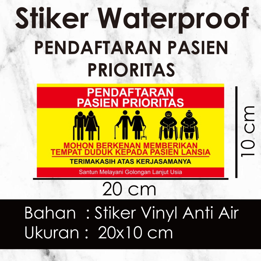 Priority PATIENT COMPARTMENT WATERPROOF STICKER / DIFABLE SPECIAL ...