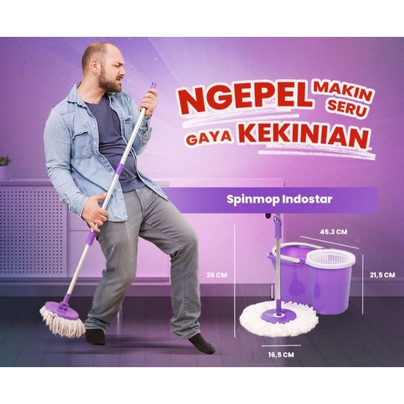 Indostar Spinmop / Spinmop Mop / Mop Stick + Indostar Bucket | Shopee ...