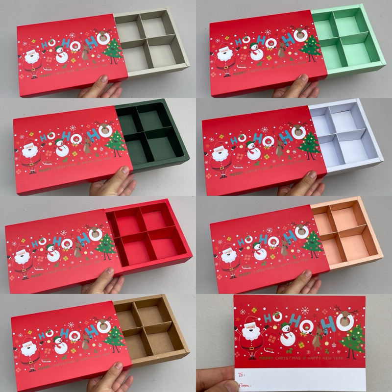 Christmas box with 6 partitions Red Christmas per partition 7.3x7.3x4.5 ...