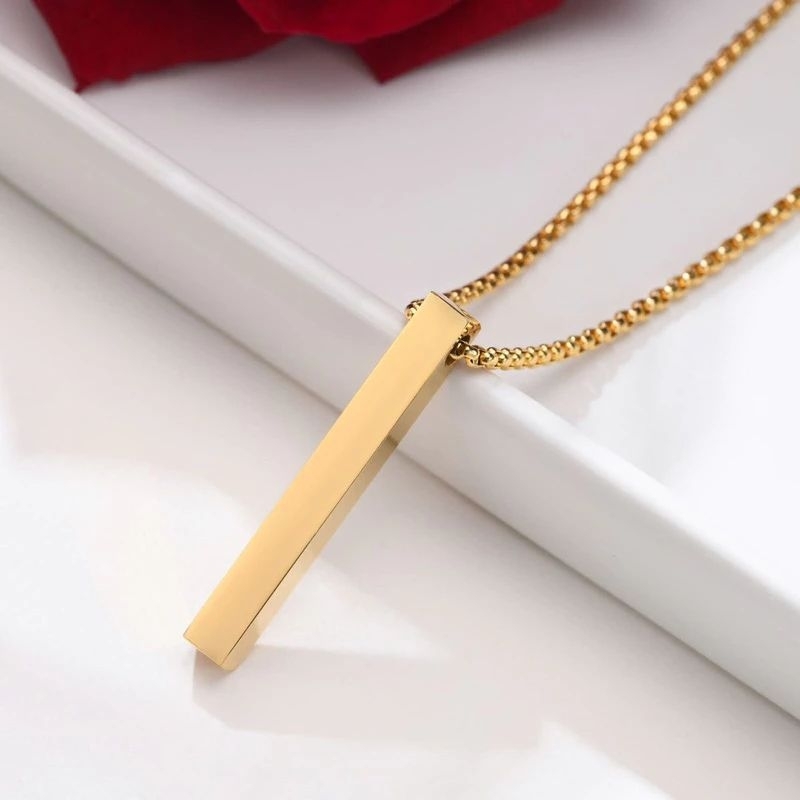 Premium 100% TITANIUM GOLD Beam Pendant TITANIUM STEEL Chain Necklace ...