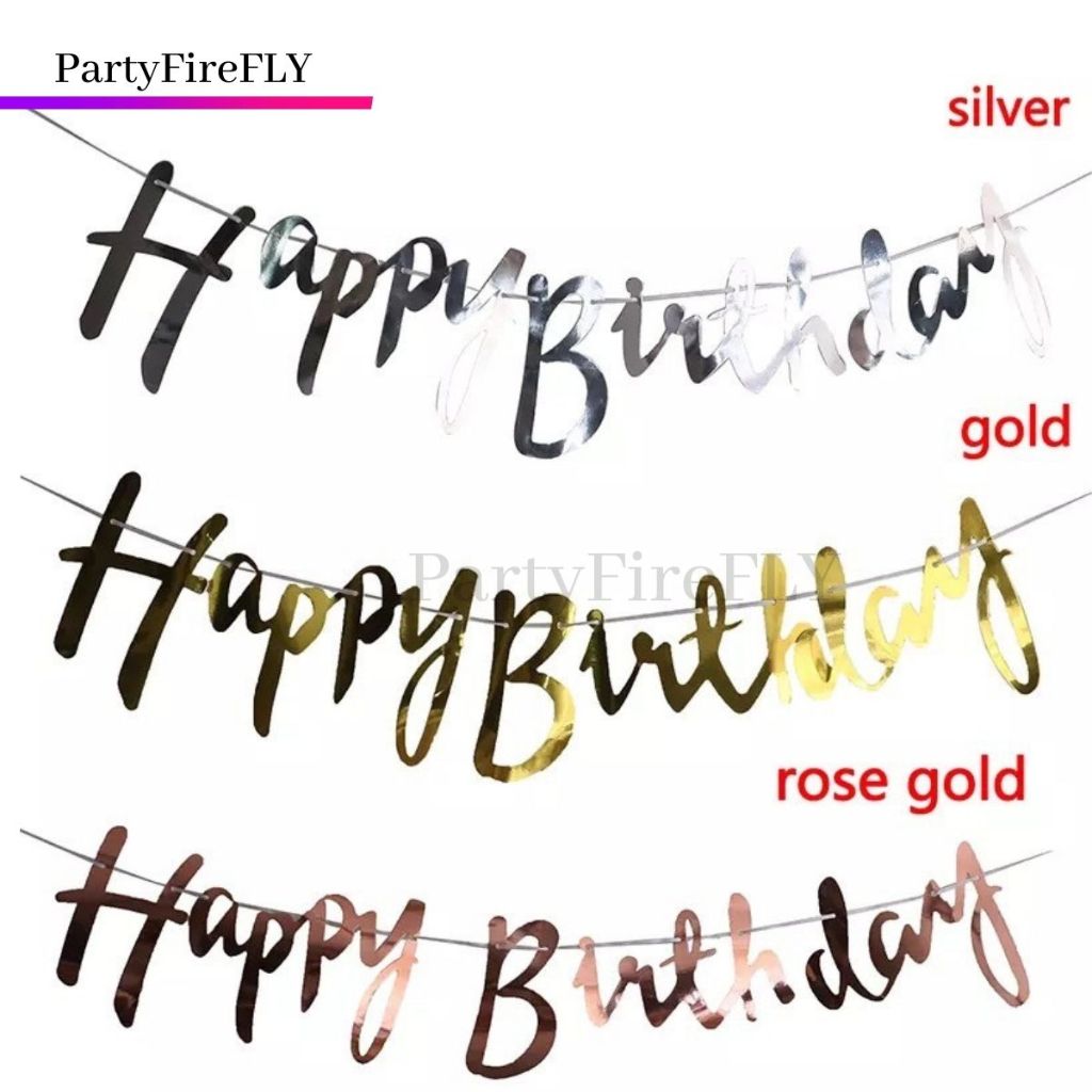 Hbd BIRTHDAY BANNER Connected GOLD SILVER ROSE GOLD BANNER HAPPY ...
