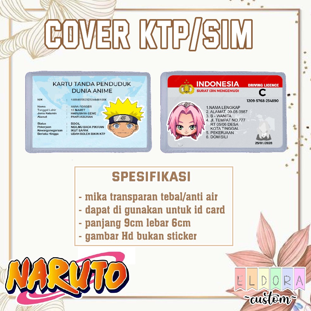 Protective Cover Id Card SIM Character Naruto Sakura Gaara Kakashi Rock ...
