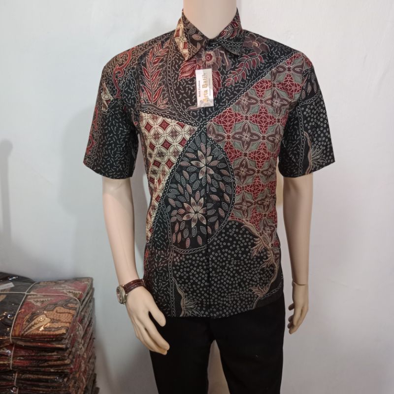 MERAH Hem batik motif rante bunga maroon original arta batik super Code ...