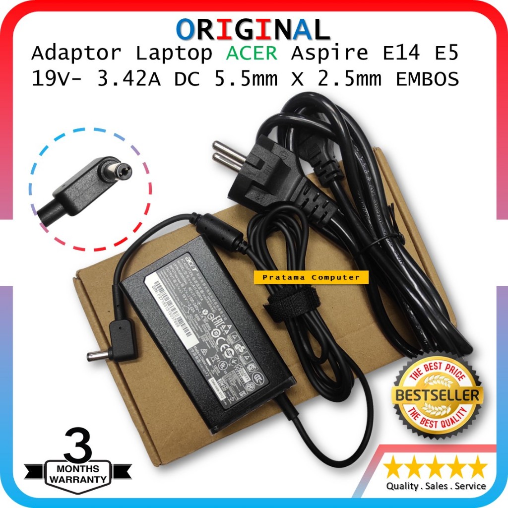 Original laptop charger adapter acer aspire e14 e14-473 E5-475 E5-475g E5-473g Series 19V - 3 ...