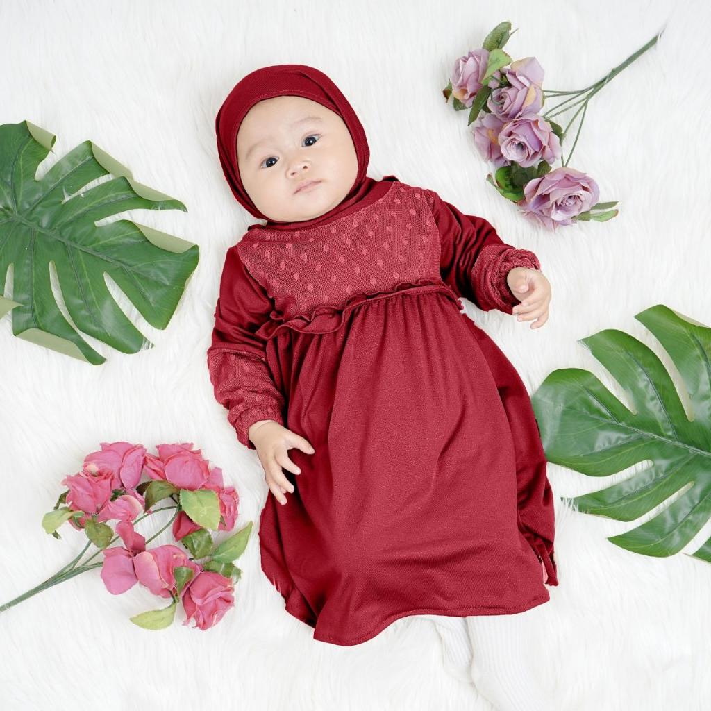 Gamis Baby Girl Polka Dot 0-19 Months (Free Hijab) | Shopee Malaysia