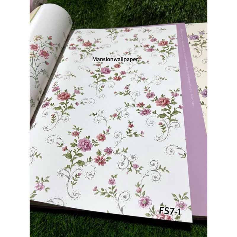 UNGU MERAH Elegant Small Flower Wall Wallpaper Purple Pink Red Blue ...