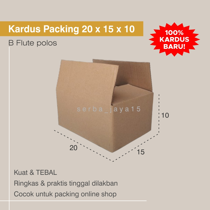 Cardboard 20x15x10 NEW PLAIN B-FLUTE CARTON BOX PACKING OLSHOP | Shopee ...