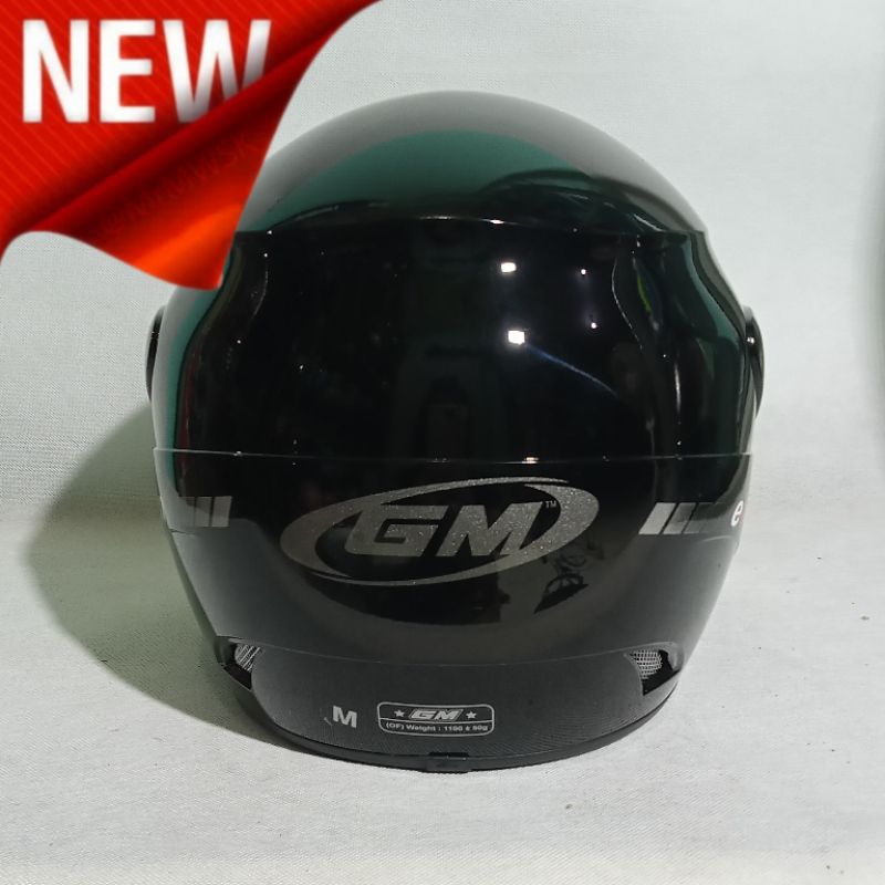 HITAM GM EVOLUTION SOLID BLACK GLOSSY HELMET ORIGINAL HALF FACE HELMET ...