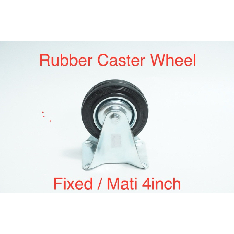 Rubber Caster Wheel 4 Inch Rubber Wheel Fixed Dead Caster 4" Trolley ...