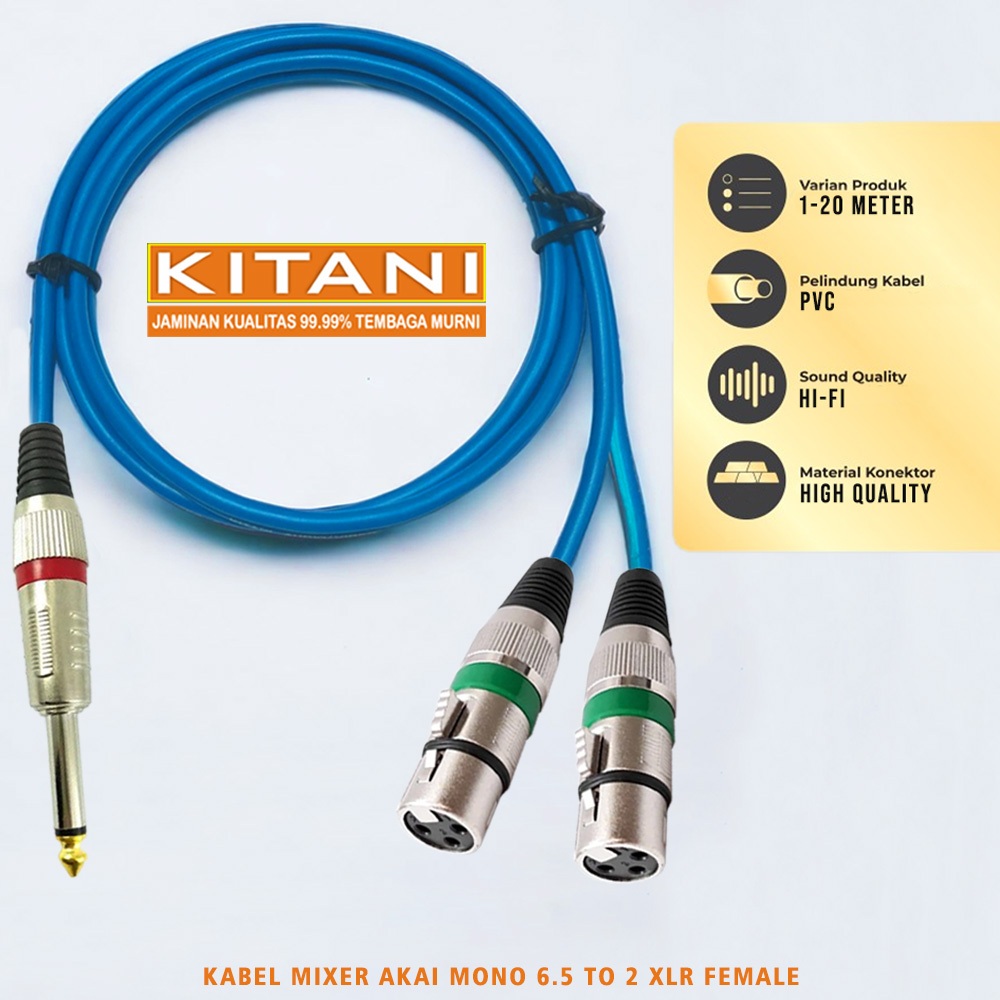 Kitani Audio Cable/Akai Mono to 2 XLR Female Jack Mixer Cable | Shopee ...