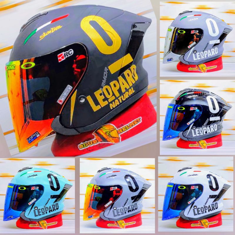 JS ARMOR Helmet Leopard Black matte motif handsome package 3D spoiler ...