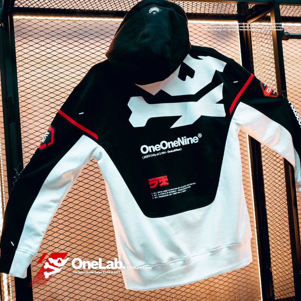 Oneonenine Ksr Hoodie Onelab Black White - Thick Fleece Men's ...