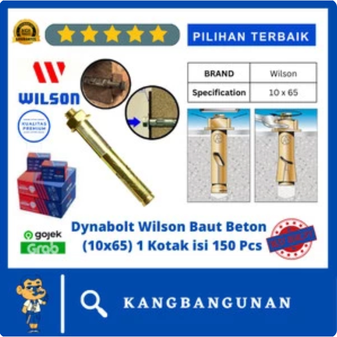 WILSON DYNA Bolt CONCRETE BOLT/ DYNABOLT/ RAMSET/ 10 x 65 contents 150 ...