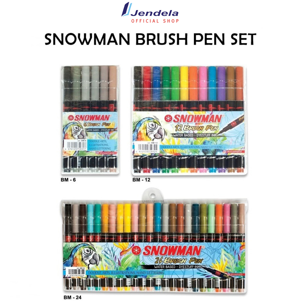 Snowman Brush Pen Dual Tip Markers Contains 12 & 24 Colors ATK Brush ...