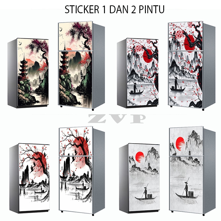 Traditional Japanese 1 and 2 Door Refrigerator Stickers | Shopee Malaysia