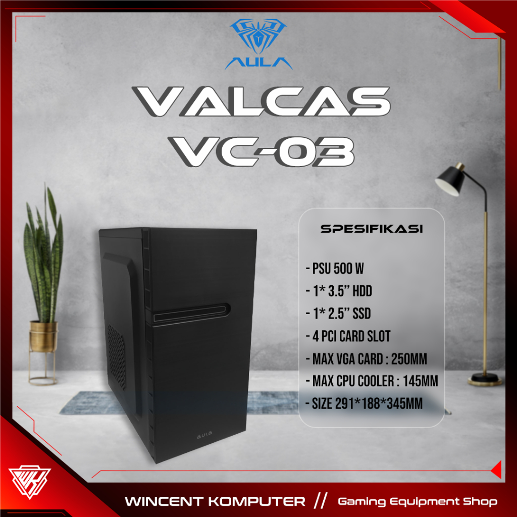 Hall Vallas VC03 mATX Office PC Casing Includes PSU 500W + 80cm Fan ...