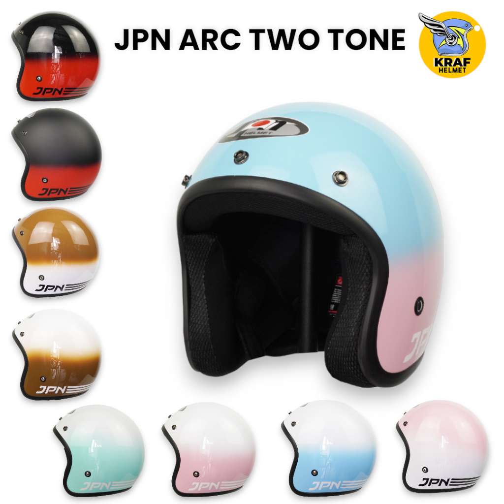 Jpn ARC Two Tone Helmet | Two Color Helmet | Retro Helmet | Half Face ...