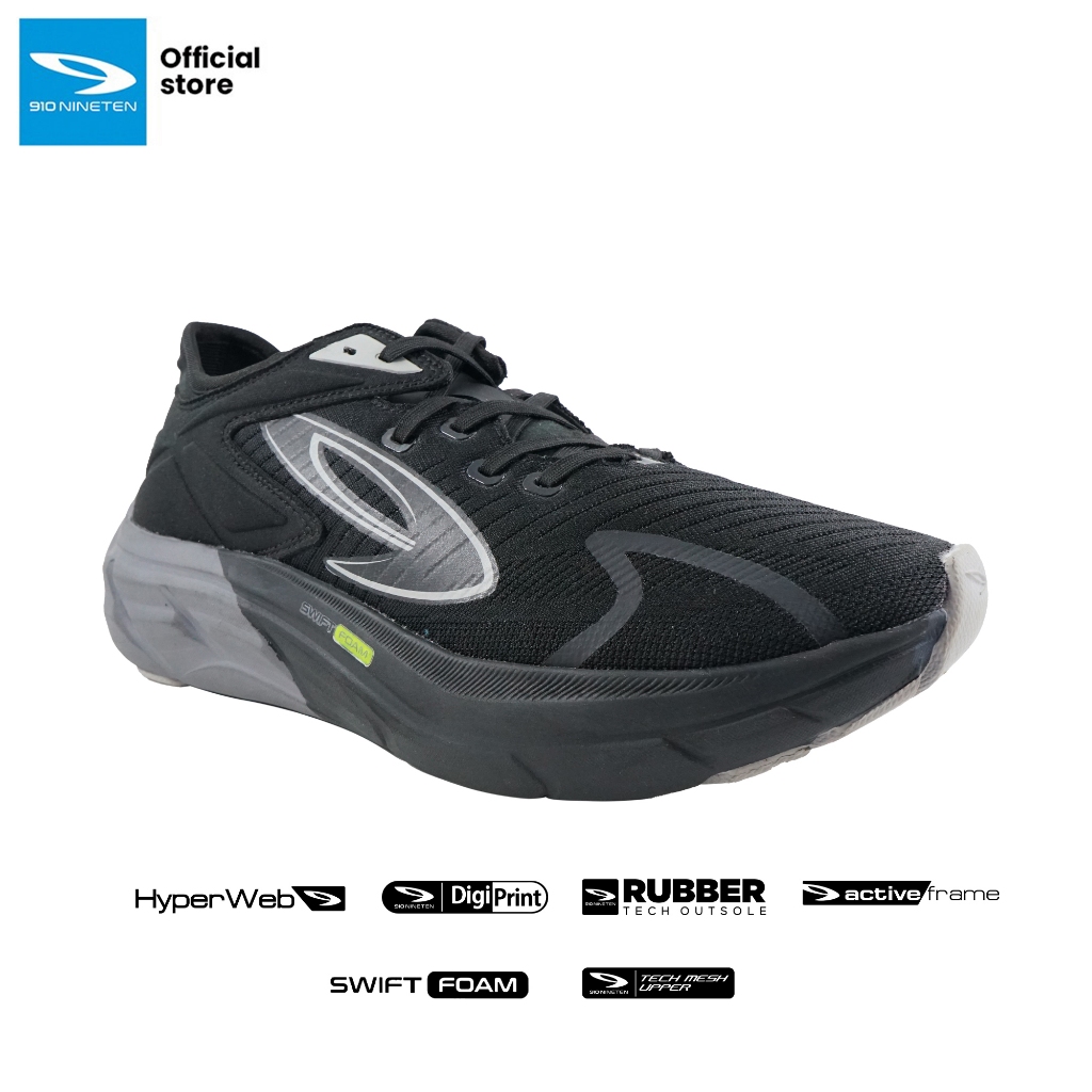910 Nineten Hiroshi Running Shoes - Black/Grey | Shopee Malaysia