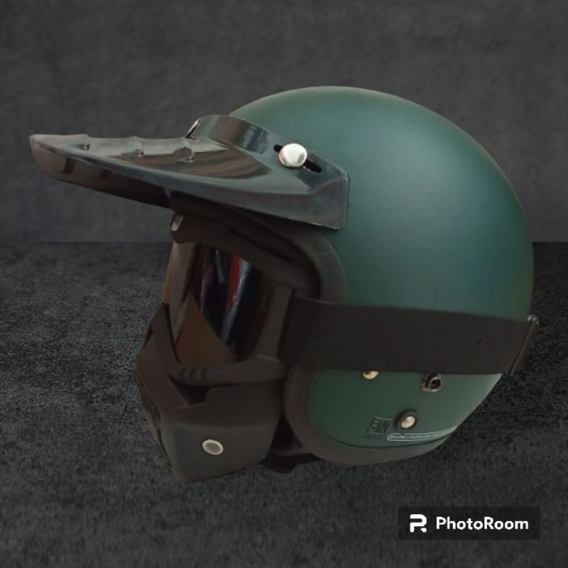 Bogo Adult Retro Helmet SNI Goggle mask FullFace Trail Motocross mask ...