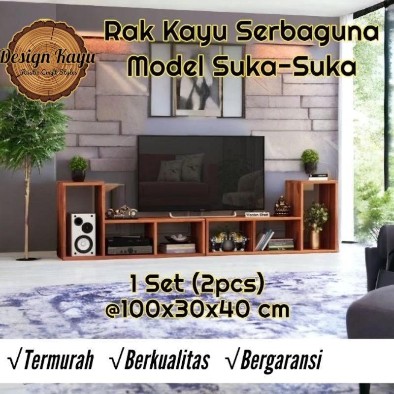 KAYU Multipurpose minimalist wooden shelf | Led tv rack | Bookshelf ...