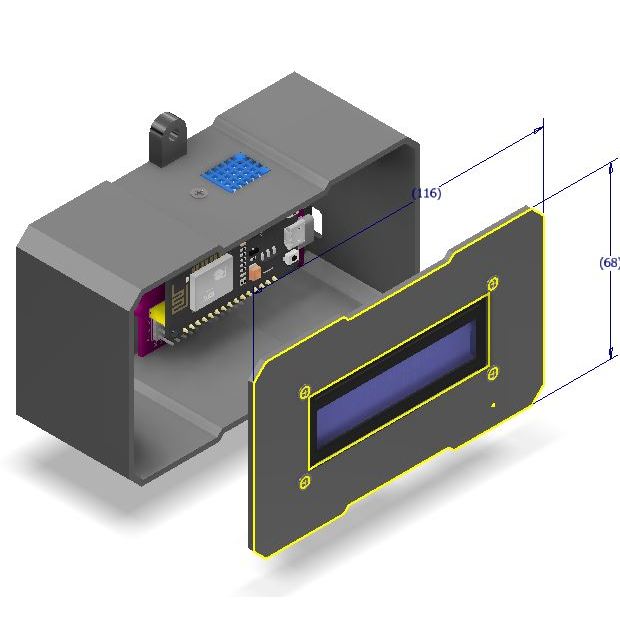 Custom LCD Case 16x2 1602 I2C IIC DHT11 ESP32 ESP-32 DOIT custom can be ...