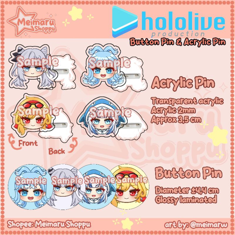 [Meimaru Shoppu] BUY 3 GET 1 Acrylic Pin Vtuber Hololive Acrylic Pin ...