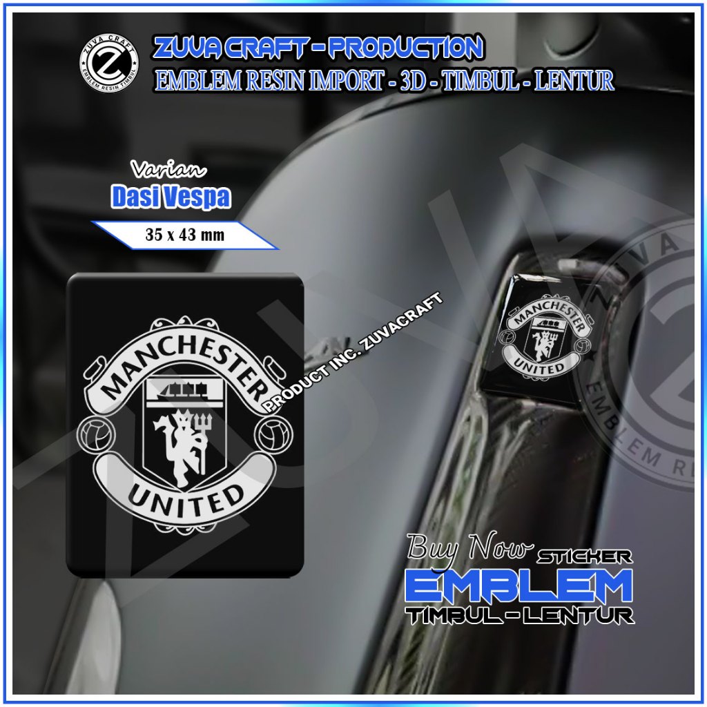 PUTIH HITAM Vespa EMBLEM STICKER MU LOGO MANCESTER UNITED BLACK WHITE ...