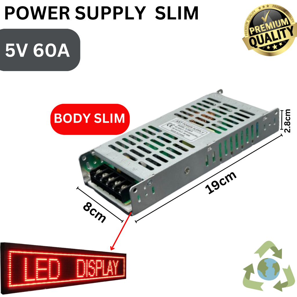 POWER SUPPLY SLIM 5V 40A / 5V 60A / 5V 80A RUNNING TEXT SWITCHING ...