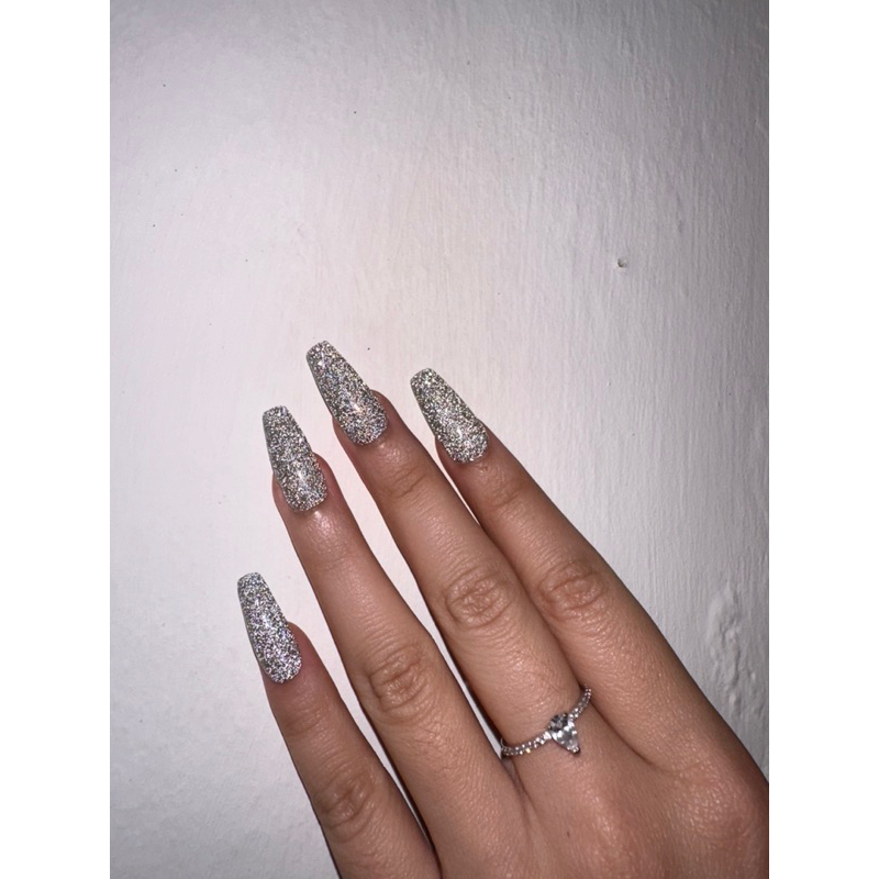 CAHAYA Press On Nails Glitter (lights when exposed to light) | Shopee ...