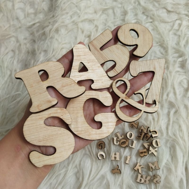 KAYU Wooden Letters Laser Cutting Dowry Decorations AZ Plywood 1 2 3 4 ...