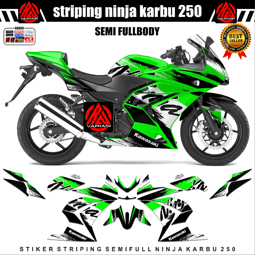Decal STRIPING NINJA 250 /STICKER KAWASAKI NINJA 250R SEMIFULL | Shopee ...