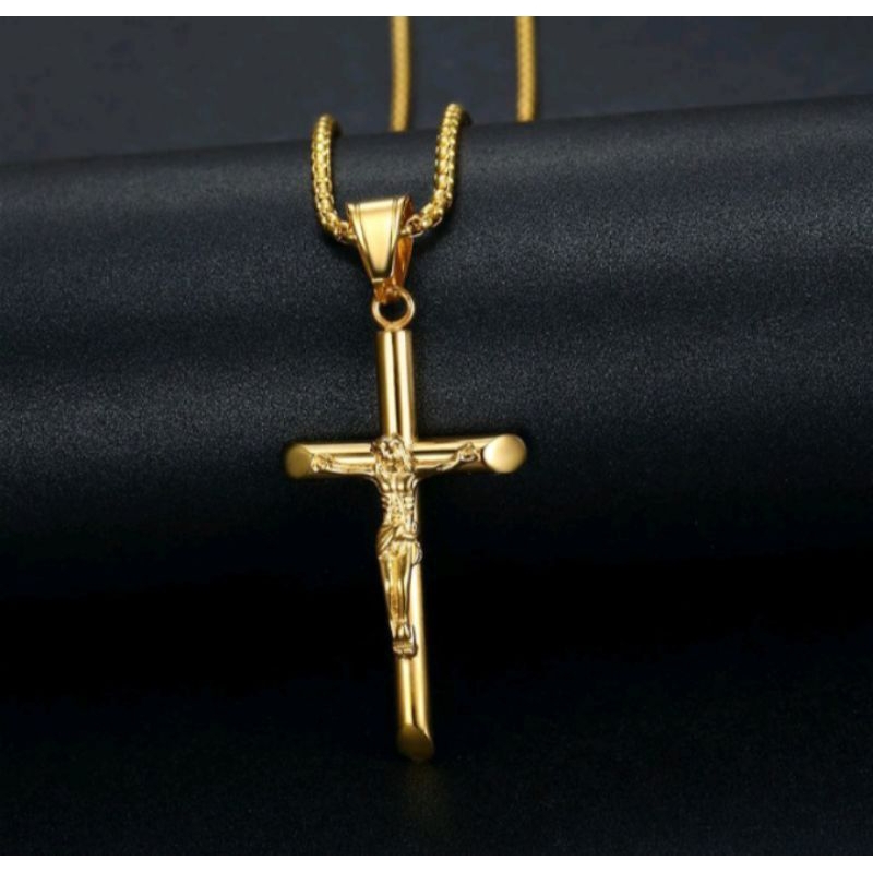 Stainless Steel rolo titanium Chain Jesus Cross Necklace | Shopee Malaysia